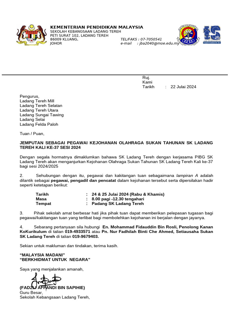 Surat Jemputan Pegawai | PDF