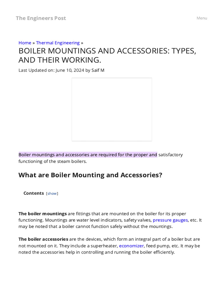 Boiler Mountings and Accessories Explained | PDF | Boiler | Pump