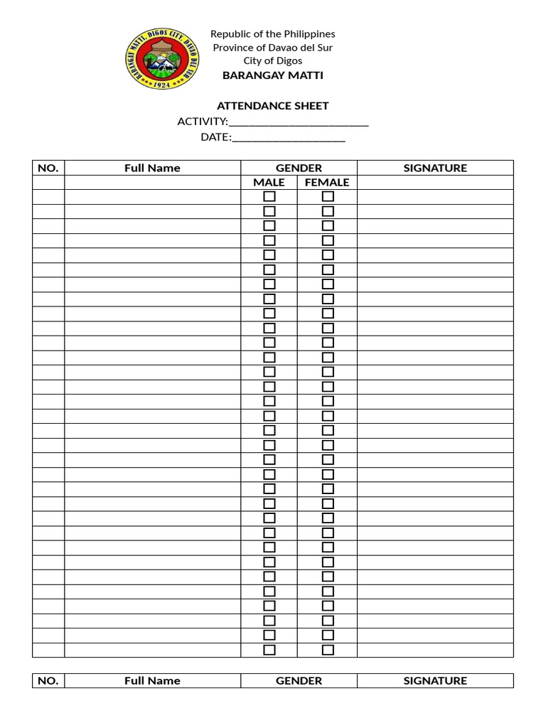 Barangay Attendance | PDF