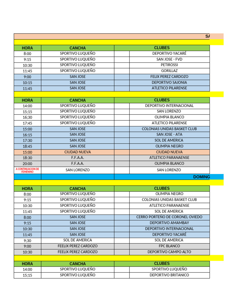 Programacion Sabado 02 y Domingo 03 de Noviembre 2024-1 | PDF | Asociación de Registros y ...