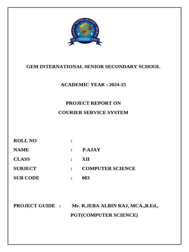 Project Report Front Page | PDF | Computing