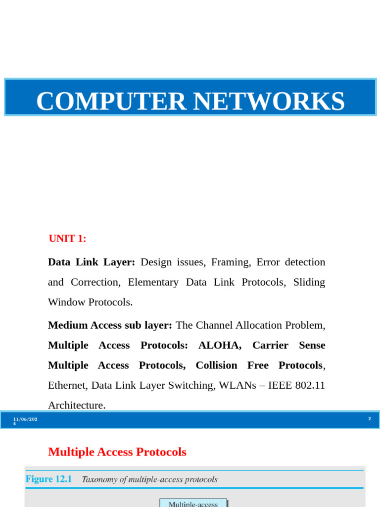 CN-Unit - 2-DLL-Multiple Access Protocols | PDF | Channel Access Method | Telecommunications ...