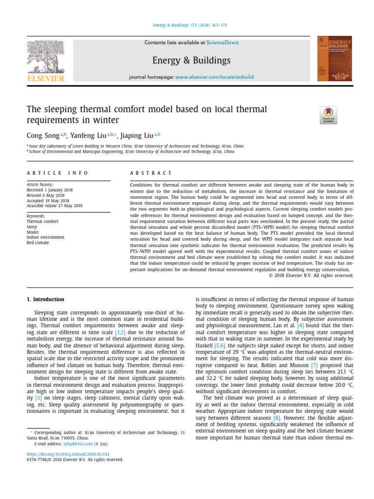 2018 - The Sleeping Thermal Comfort Model Based On Local Thermal ...