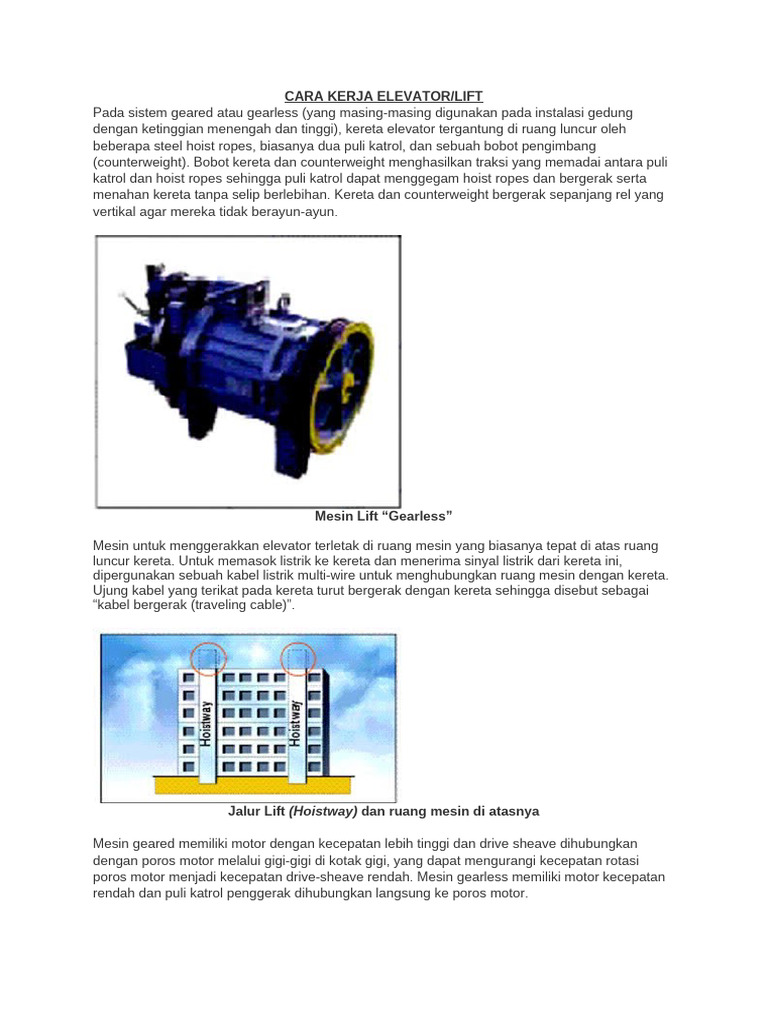 Prinsip Kerja dan Komponen Lift | PDF