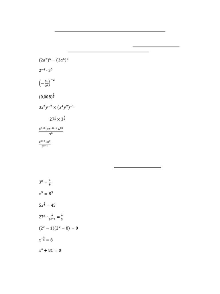 Grade 11 Algebra Equations Practice | PDF | Elementary Mathematics ...