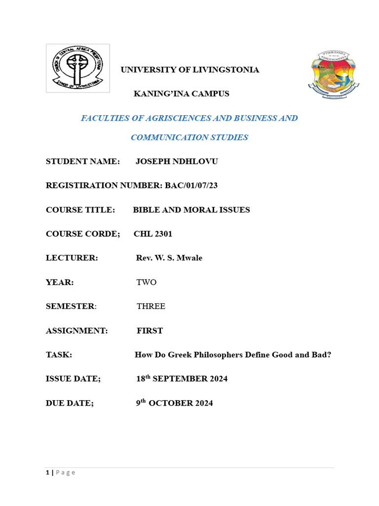 Assignment Bible and Moral | PDF | Virtue | Stoicism