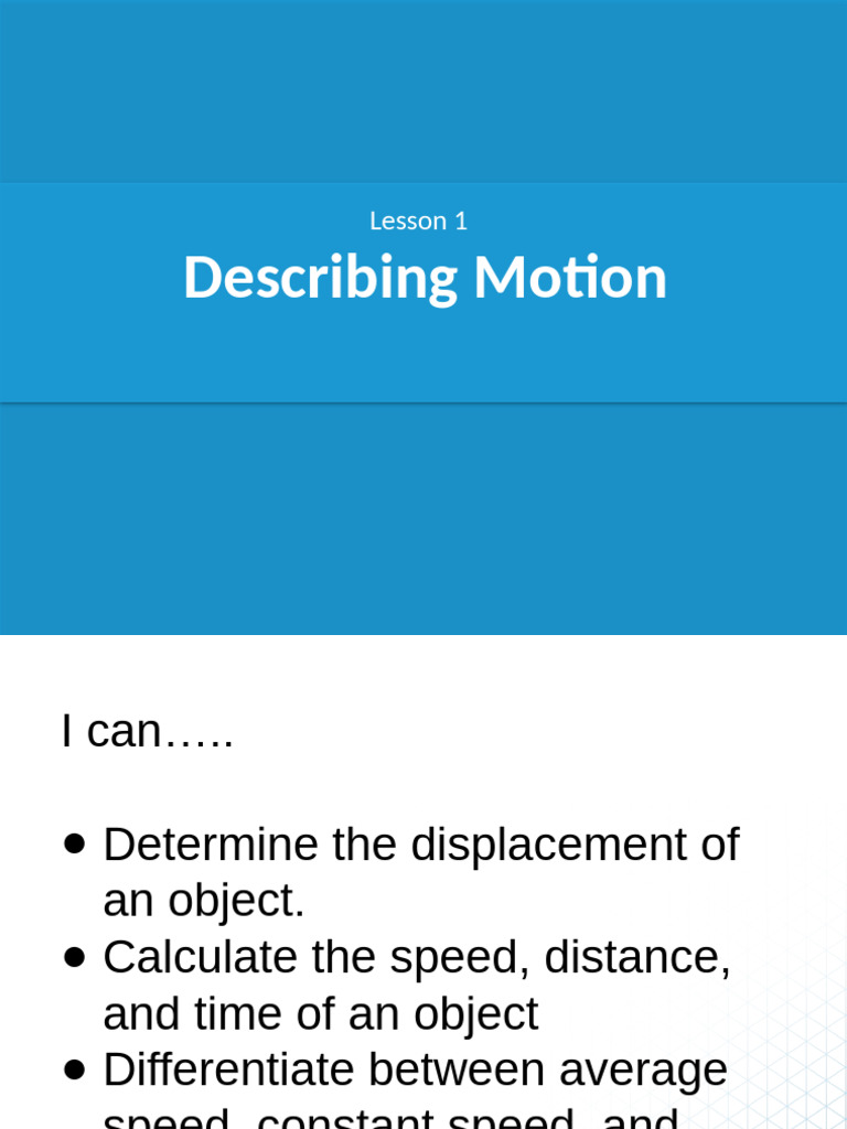 L1: Describing Motion Notes | PDF | Speed | Velocity
