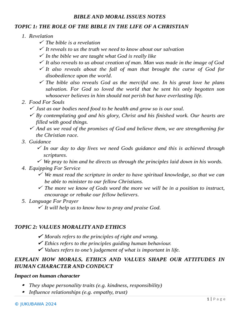BIBLE AND MORAL ISSUES | PDF | Professional Ethics | Integrity