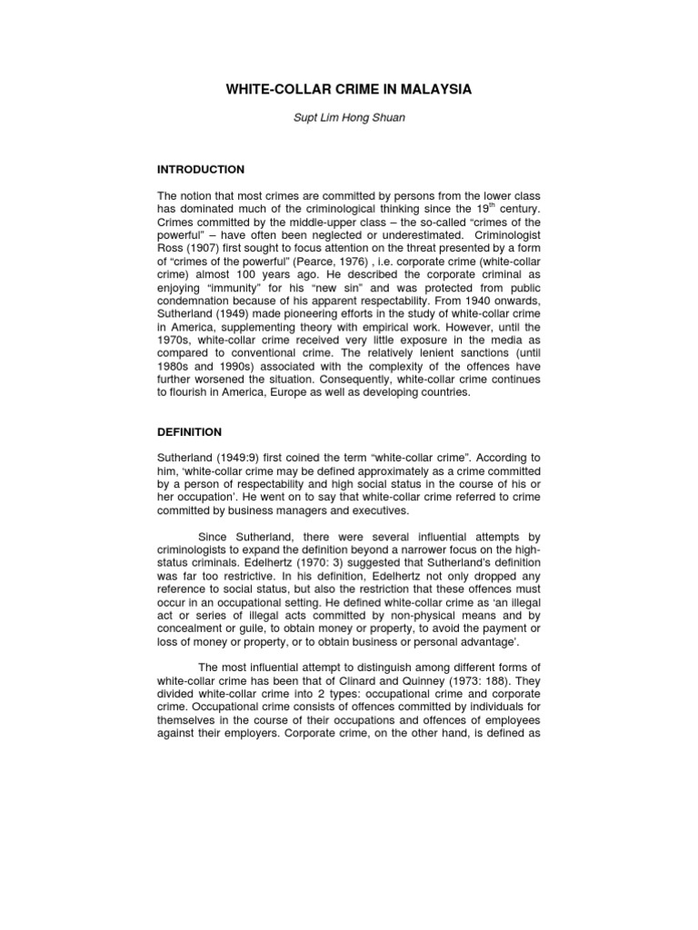 White Collar Crime | PDF | Fraud | Crime & Violence