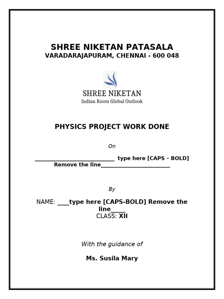 Physics Project-Front Page | PDF