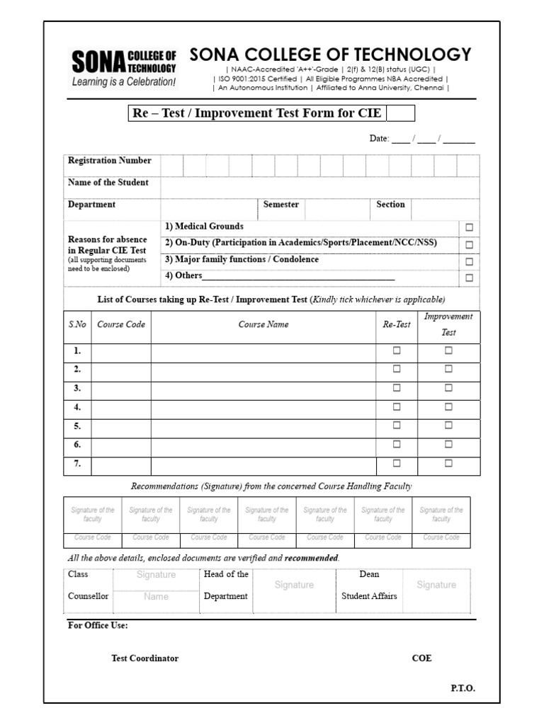 CIE-Retest-Improvement-test-Application-form | PDF
