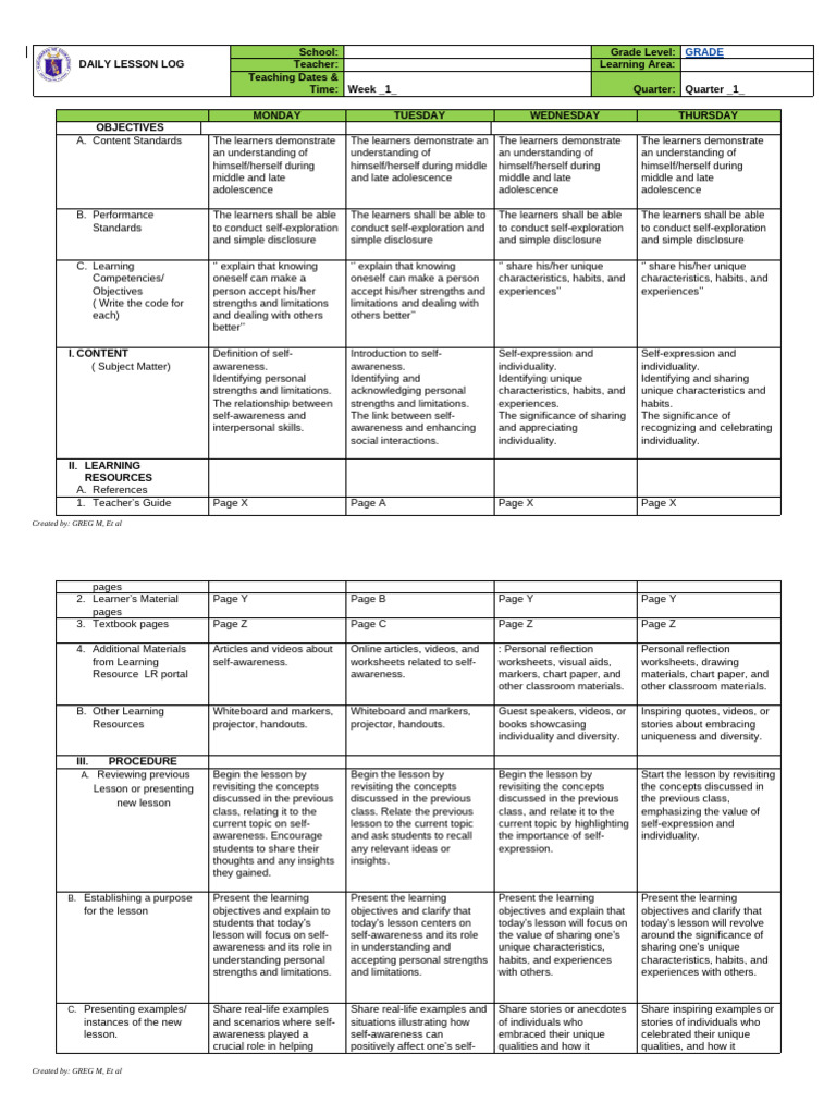 PERSONAL.DEV.Q1.WK1 | PDF | Self Awareness | Learning