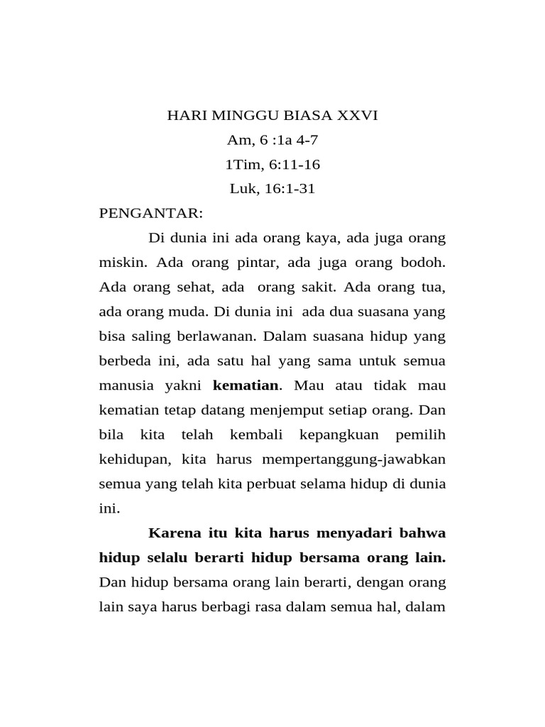 Hari Minggu Biasa Xxvi | PDF