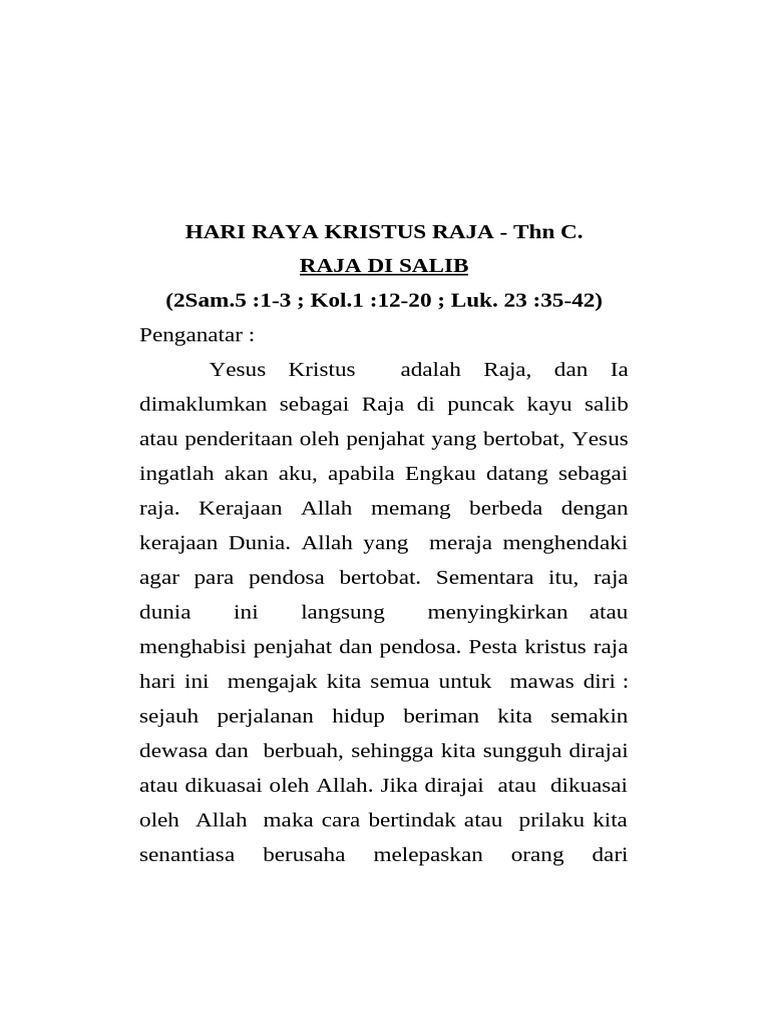 Hari Raya Kristus Raja | PDF