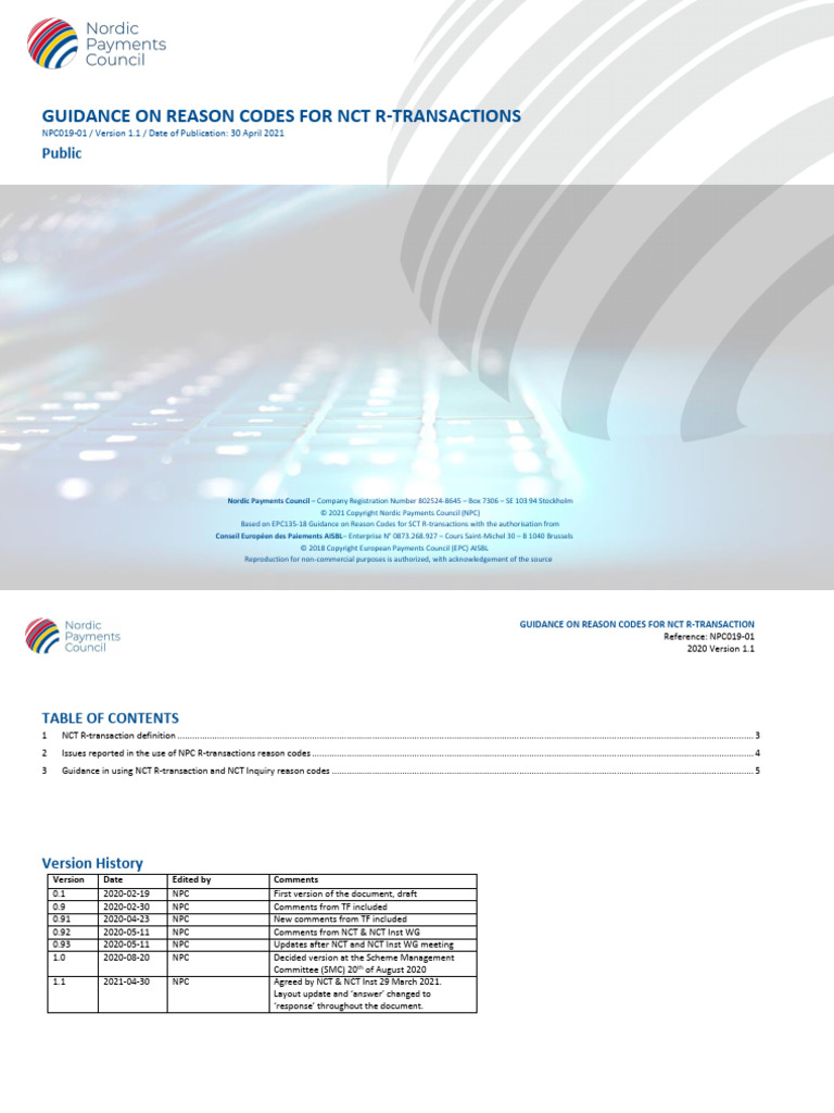 Guidance On Reason Codes For NCT R Transaction v11 | PDF | Banks | Financial Services