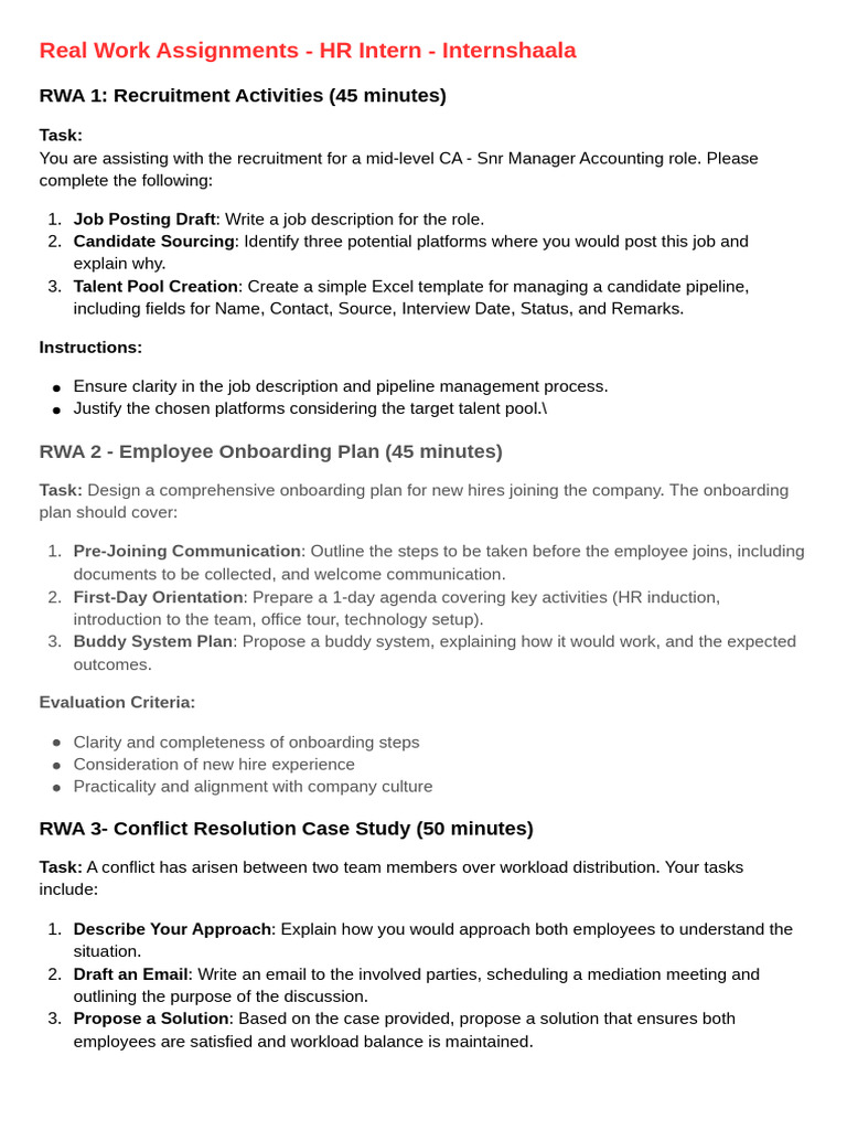 Real Work Assignments HR Roles | PDF | Social Psychology ...