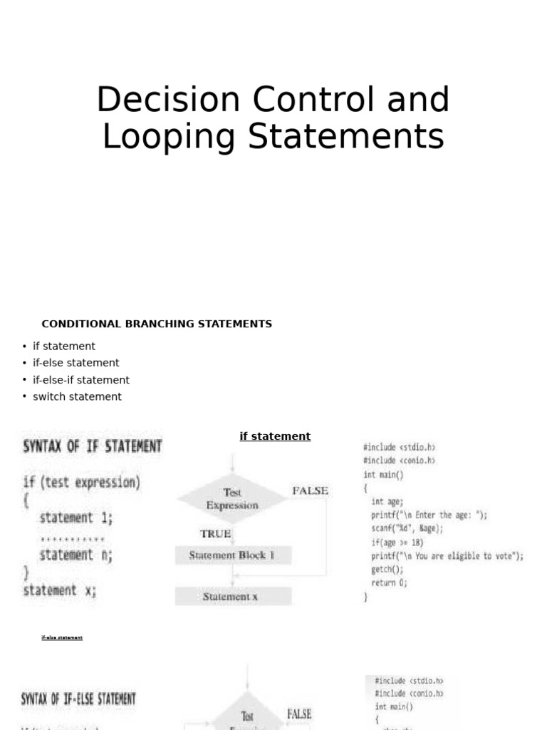 Decision Control and Looping Statements | PDF