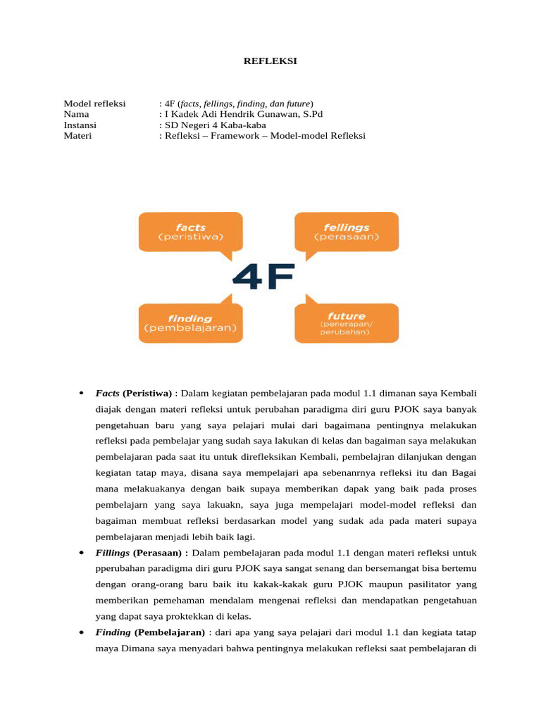 Refleksi-Framework-Model Refleksi I Kadek Adi Hendrik Gunawan | PDF ...
