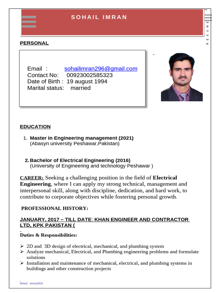 Electrical Engineer CV | PDF | Engineering