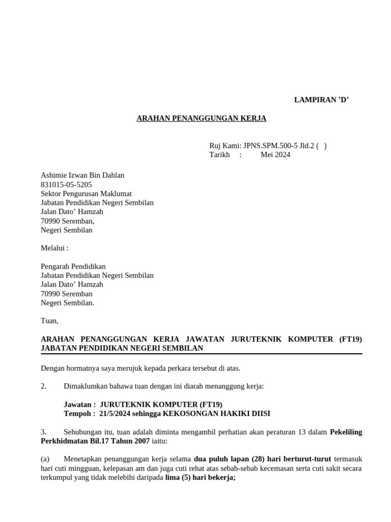 LAMPIRAN 'D'-Kosong | PDF