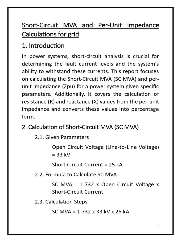 Short-Circuit MVA & Impedance Guide | PDF | Electrical Impedance ...