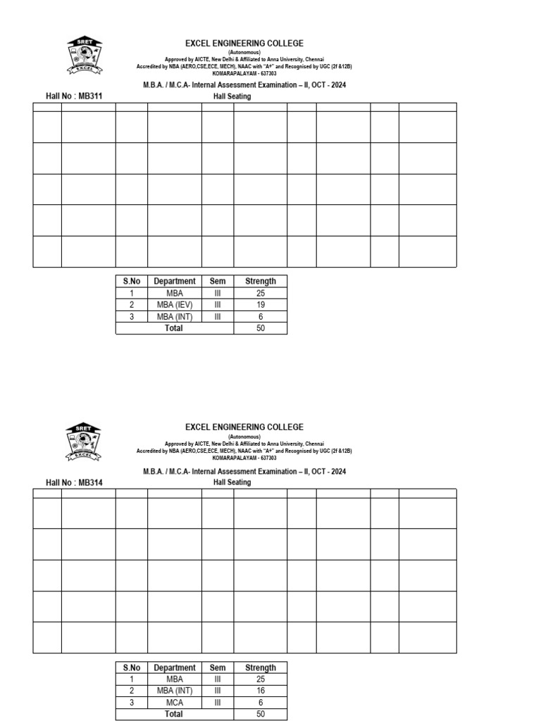 Iae Ii Seating Pdf Master Of Business Administration