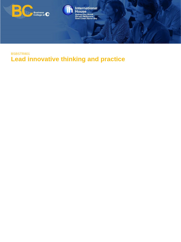 Lead Innovative Thinking Assessment Guide | PDF | Innovation | Creativity
