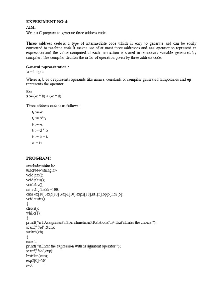 4 Three Address Code | PDF | Computing | Software Development