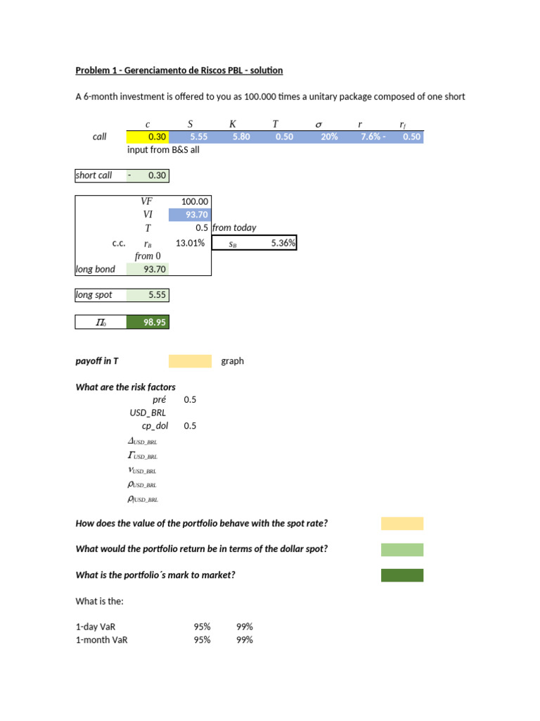 Problem 1 - Gerenciamento de Riscos PBL - Solution | PDF | Private Sector | Investing