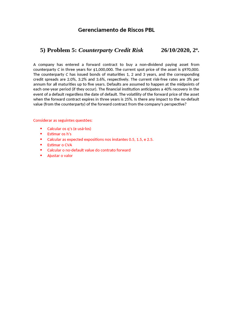 Counterparty Credit Risk Analysis PBL | PDF | Business | Finance ...