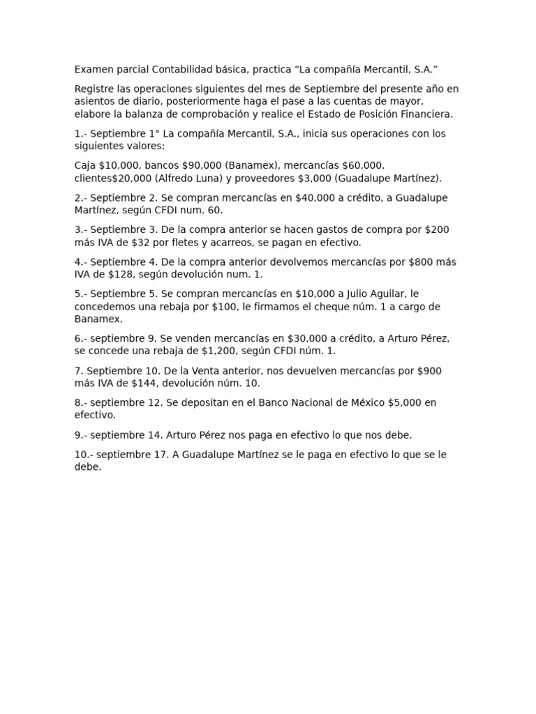 Examen Parcial Contabilidad Básica | PDF | Ciencias sociales