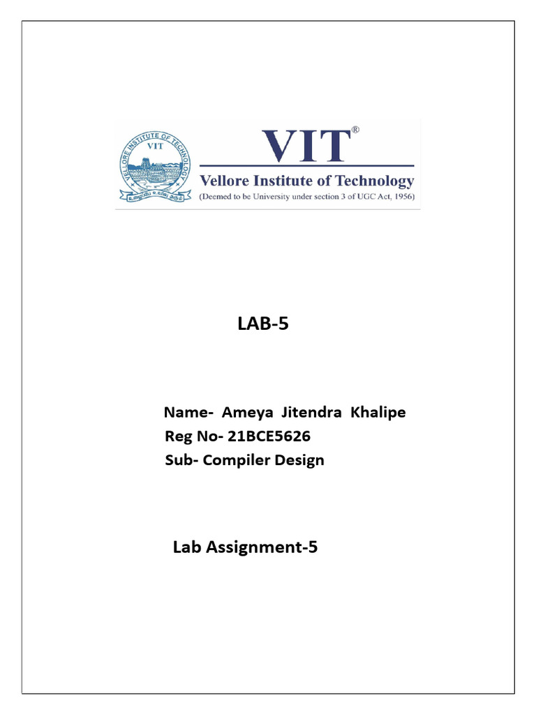 Compiler Lab-5 21BCE5626 | PDF | Software | Computer Programming