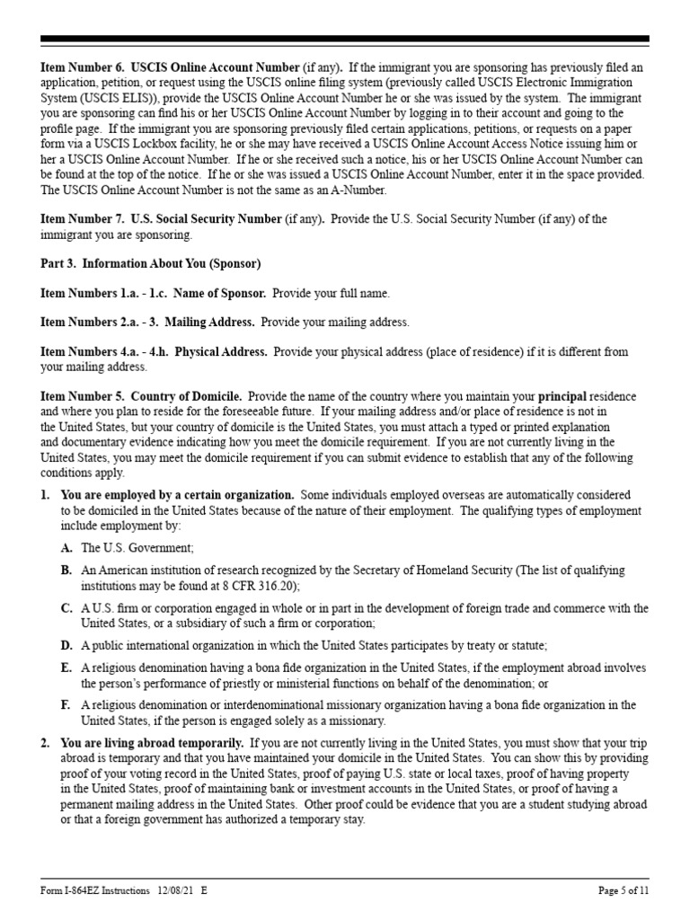 I-864ezinstr 5 | PDF | United States Citizenship And Immigration Services
