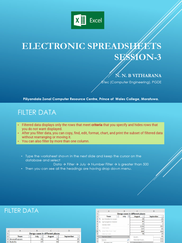 Electronic Spreadsheets-Session 3 | PDF | Computers