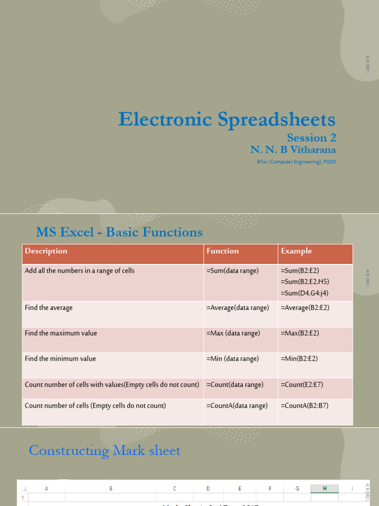 Electronic Spreadsheets-Session 2 | PDF | Computer Science | Software ...