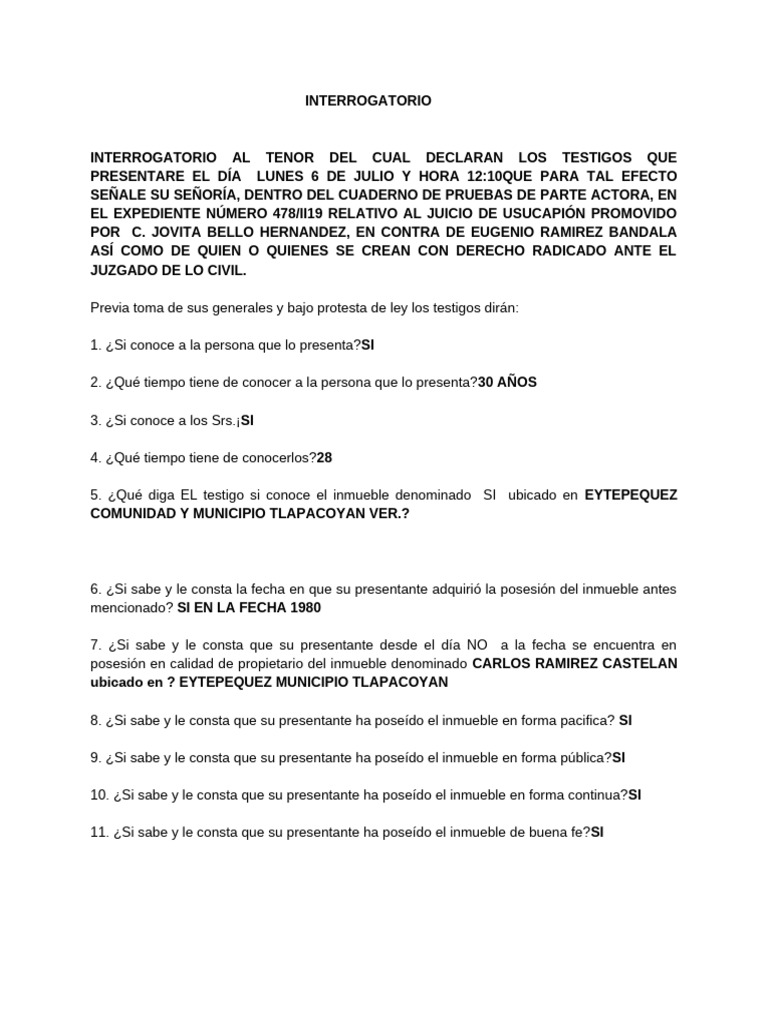 INTERROGATORIO | PDF