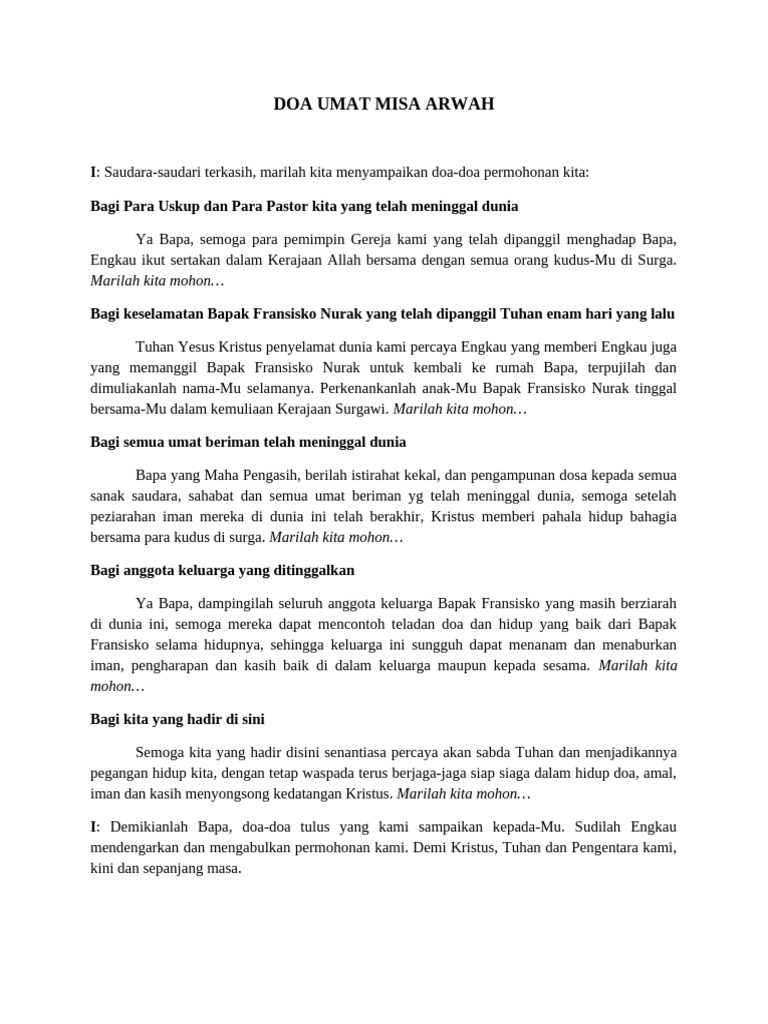 Doa Umat untuk Misa Arwah Katolik | PDF