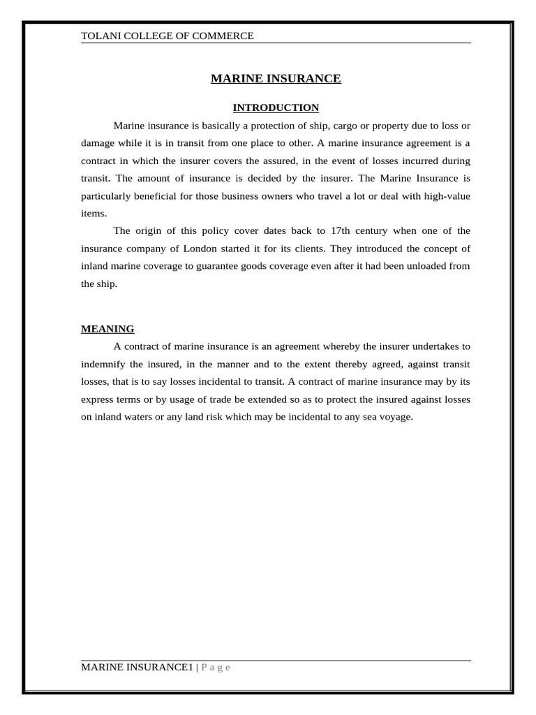 Marine Insurance | PDF | Insurance | Gross Domestic Product