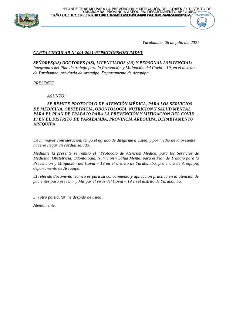 Carta Circular 001-2021 | PDF