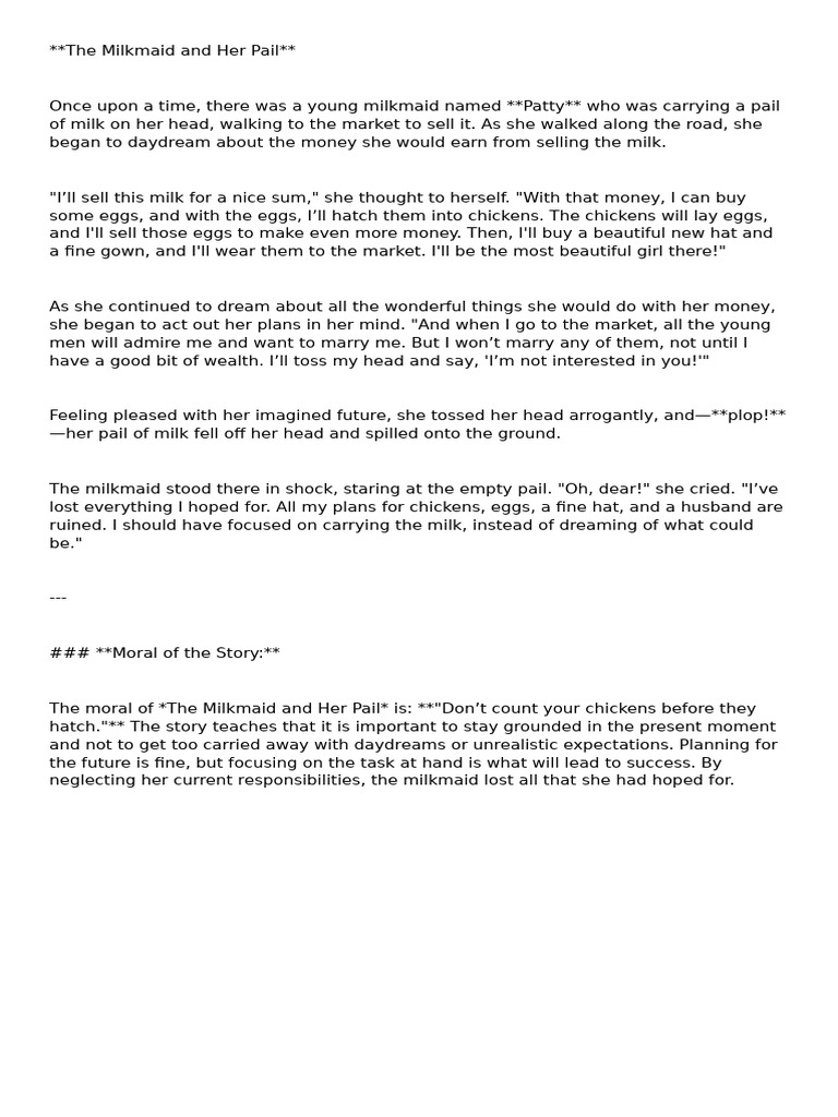 The Milkmaid and Her Pail | PDF