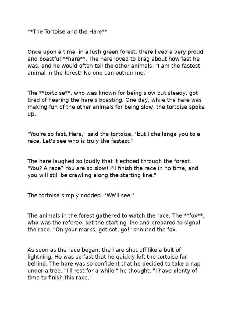 The Tortoise and The Hare | PDF