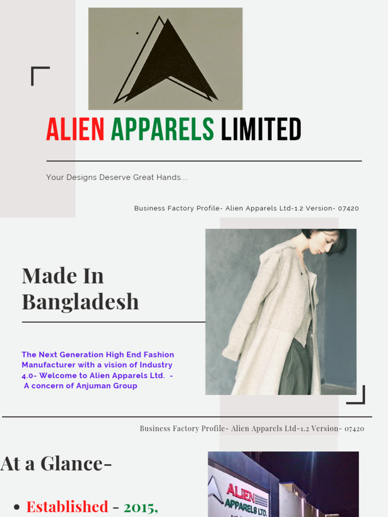 Alien Apparel Ltd-Profile | PDF | Textiles | Fashion