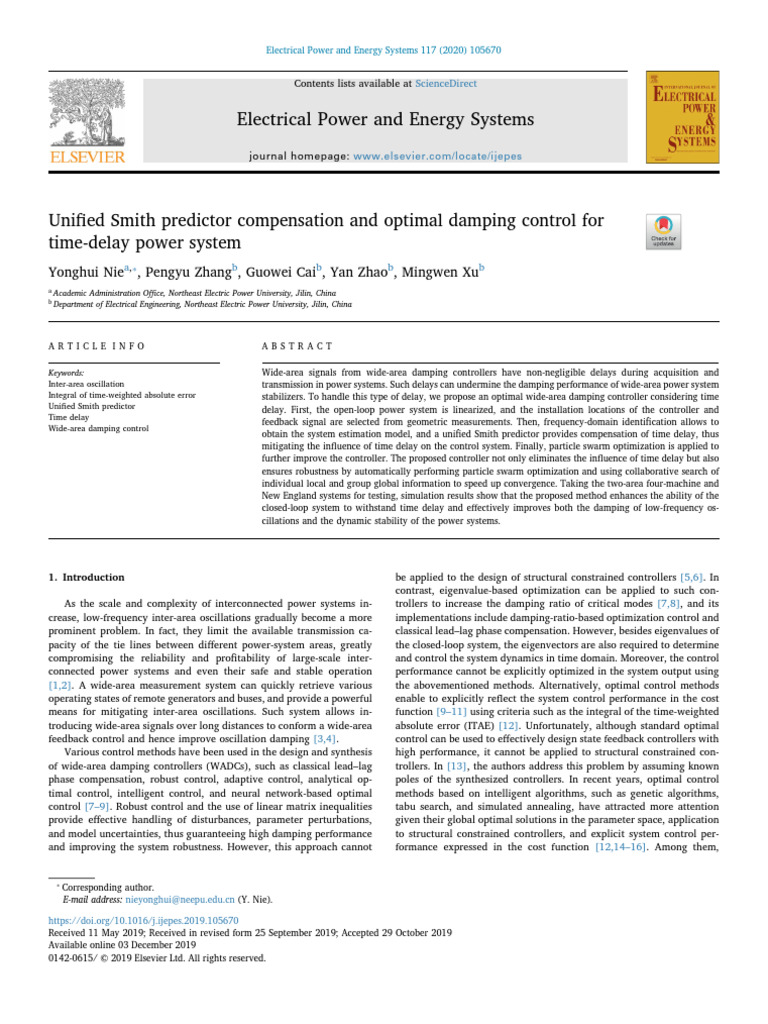 Unified Smith Predictor Compensation and Op 2020 International Journal ...