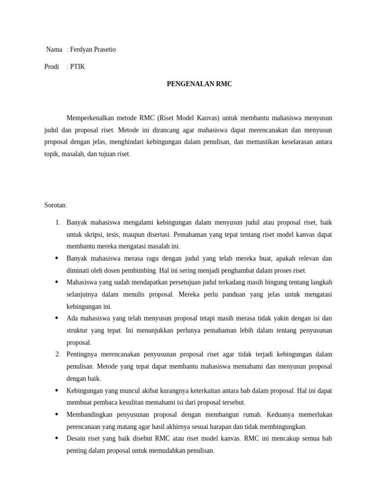 Pengenalan Metode Riset Model Kanvas | PDF