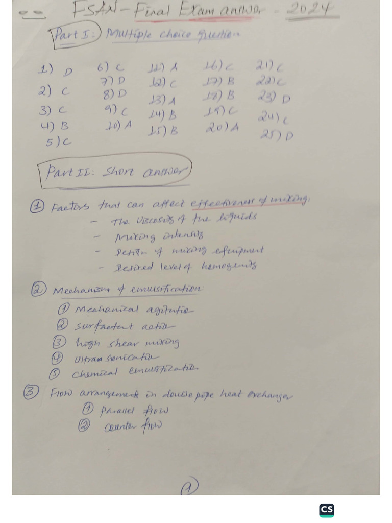 Final Exam Answer Key | PDF