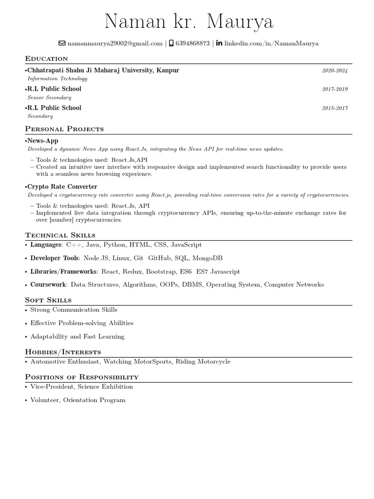 Tech-Savvy IT Student Portfolio | PDF