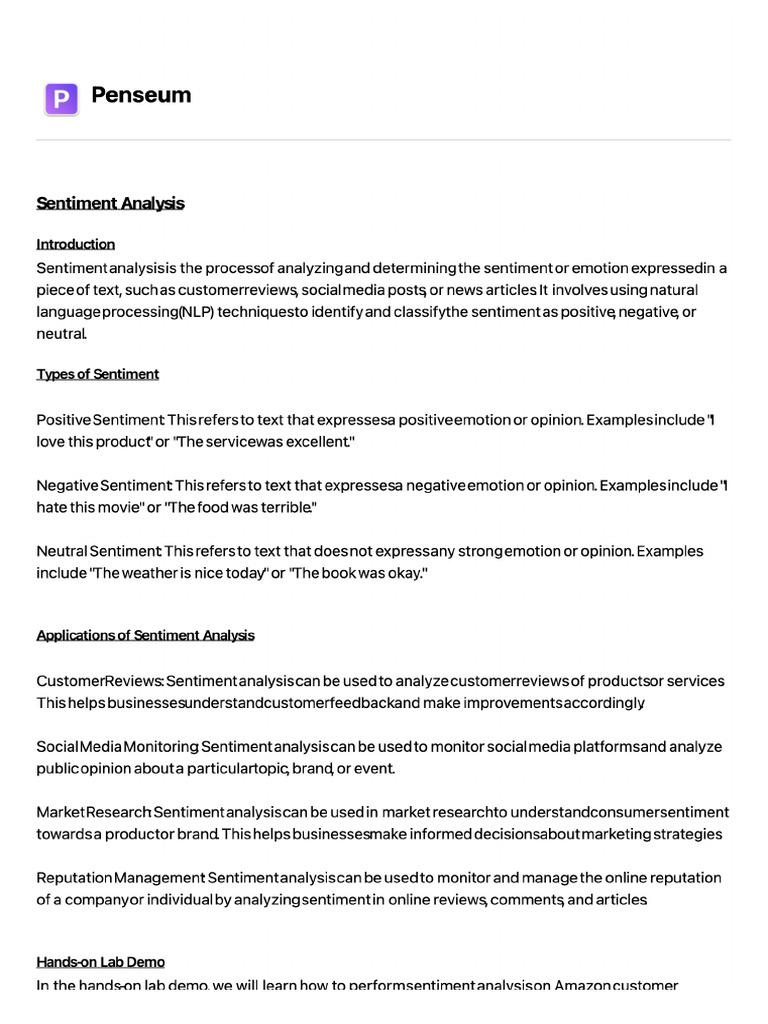 Sentiment Analysis - Types, Applications & Hands-On | PDF
