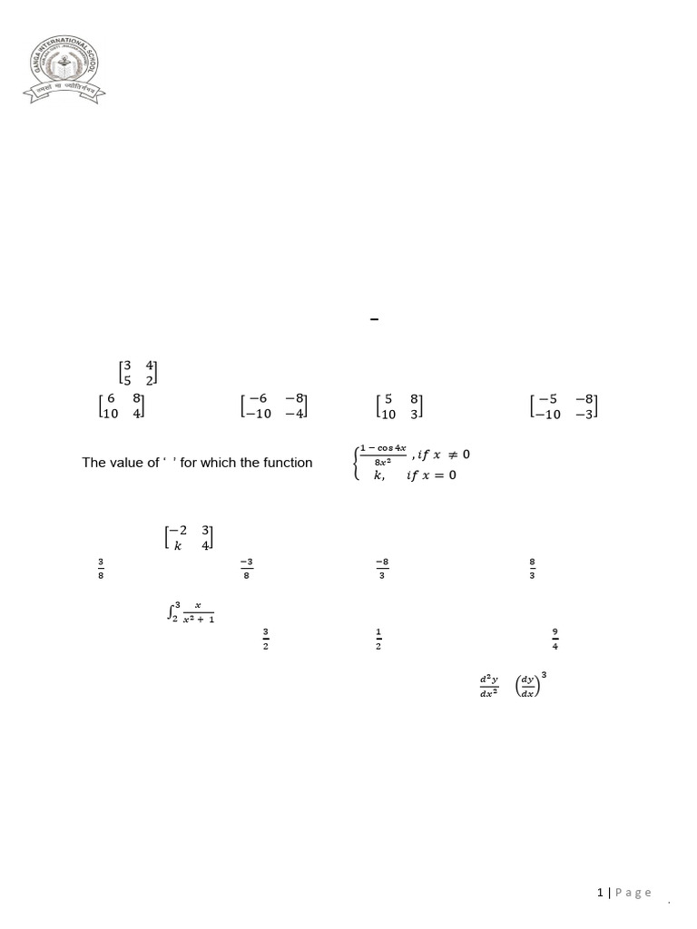 XII QP MATHEMATICS CPB P2 2k24 | PDF | Function (Mathematics) | Mathematical Analysis
