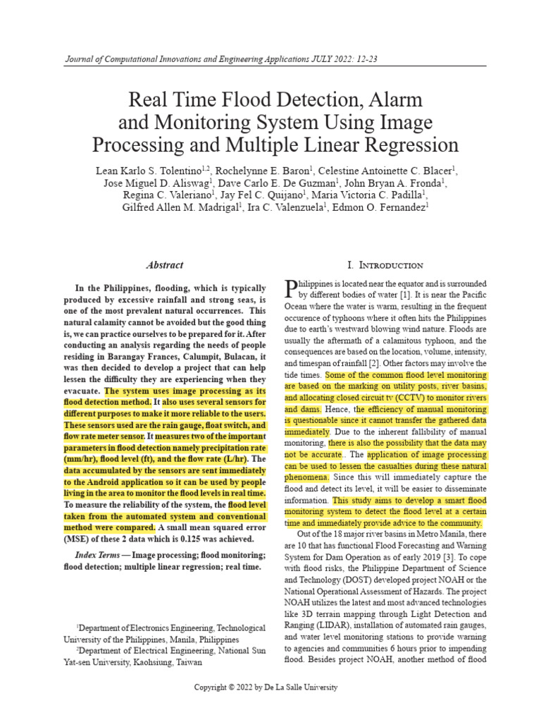 Real Time Flood Detection, Alarm and Monitoring System Using Image Processing and Multiple ...