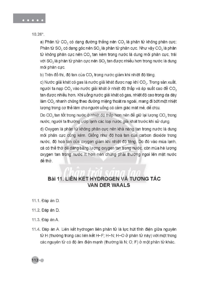 Dap An - BT Tuong Tac Hydrogen&tuong Tac Van Der Waals | PDF